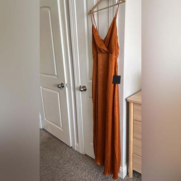Lulus | Dresses | Lulus Rust Orange Satin Maxi Dress | Poshmark